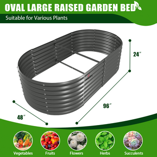 ANLEOLIFE 8x4x2ft Grey Steel Oval Raised Beds |Bundle of 6 | Anleolife ...