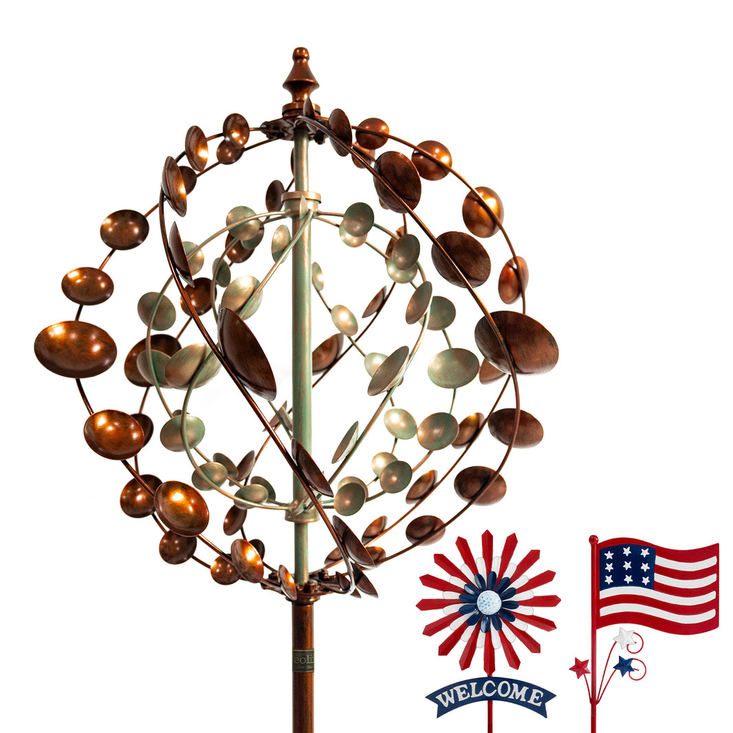 Anleolife Metal Kinetic Wind Spinner for Outdoor Garden – Large Wind ...