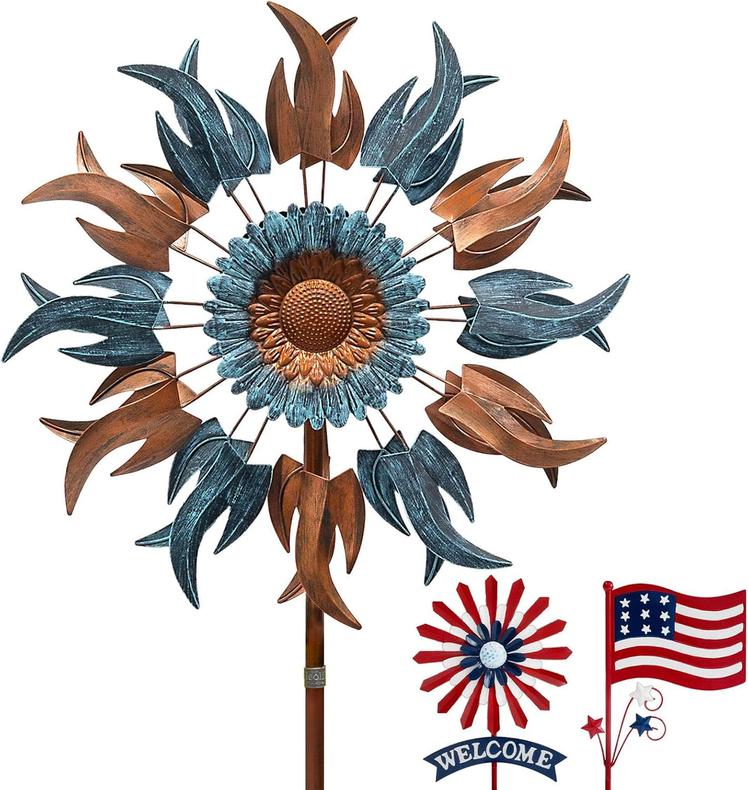 Anleolife Metal Kinetic Wind Spinner for Outdoor Garden – Large Wind ...